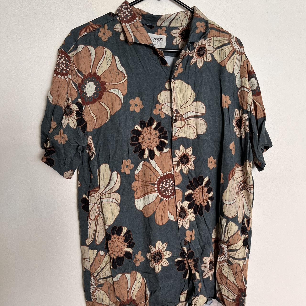 Common Need short sleeved shirt Green multicolour Small - Depop