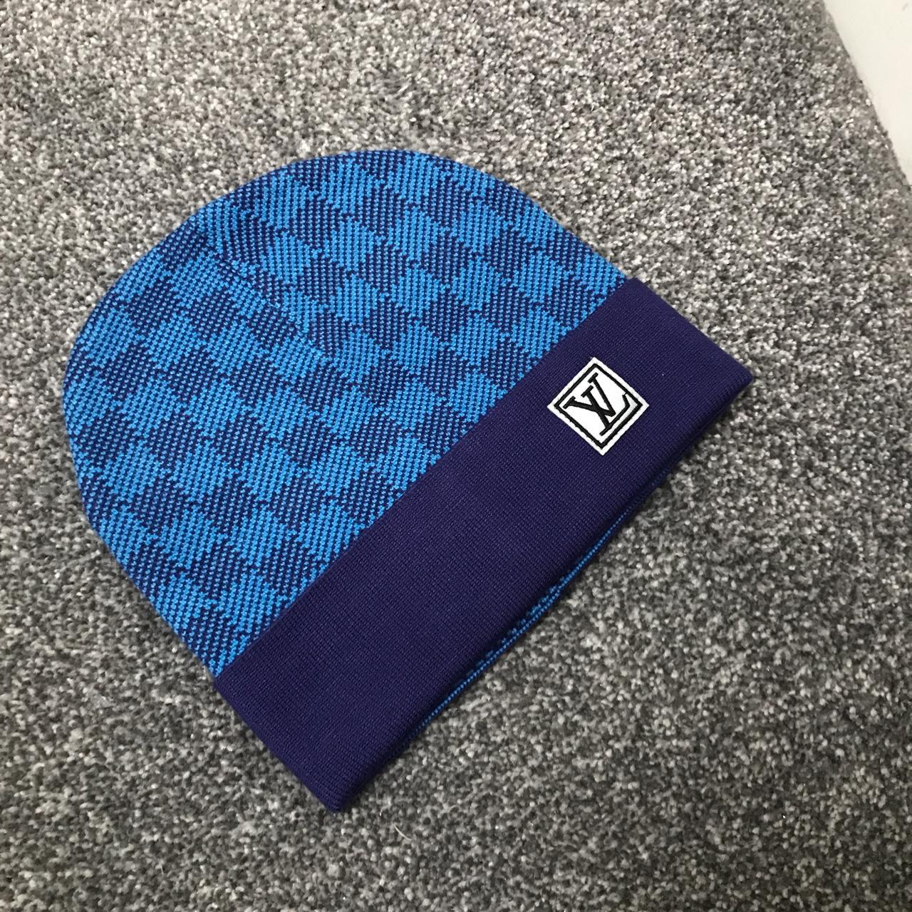 Blue LV Beanie - Classic Damier Design Comes with... - Depop