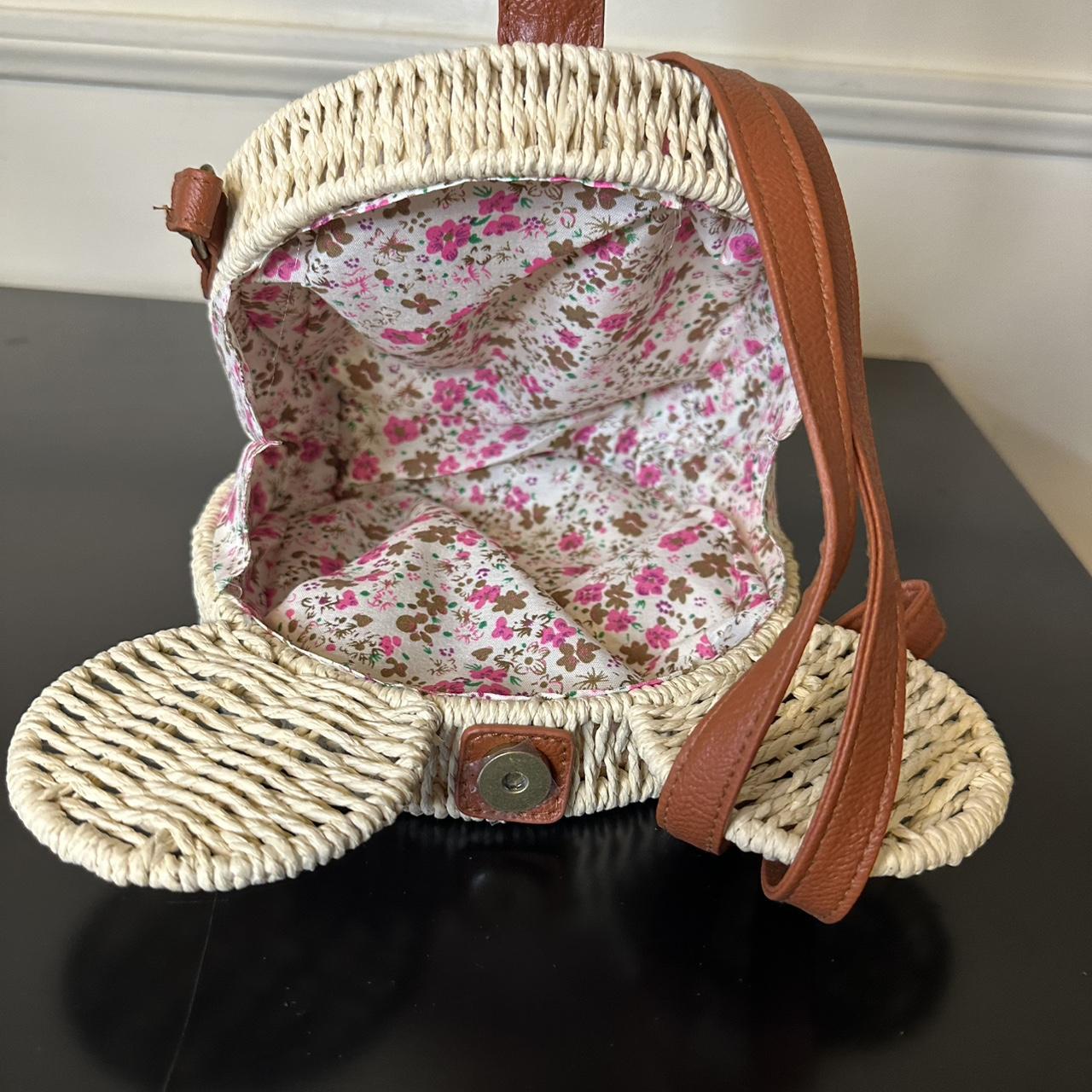 Cream and tan Mickey Mouse rattan bag #disneyland... | Depop