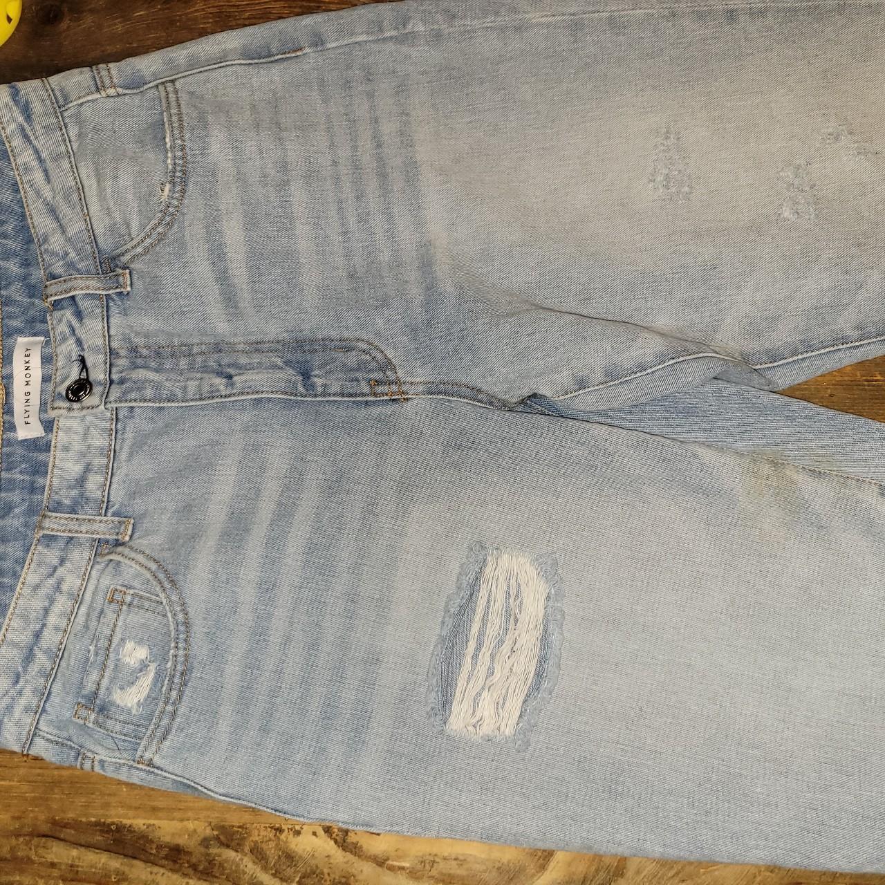 Distressed blue Flying Monkey denim jeans... | Depop