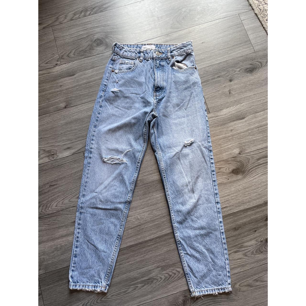 Zara ripped mom jeans. Size 6, worn a few times in... - Depop