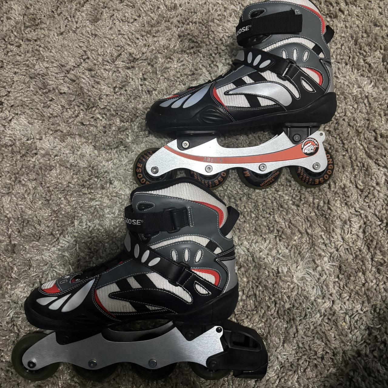Mongoose black and red rollerblades... - Depop