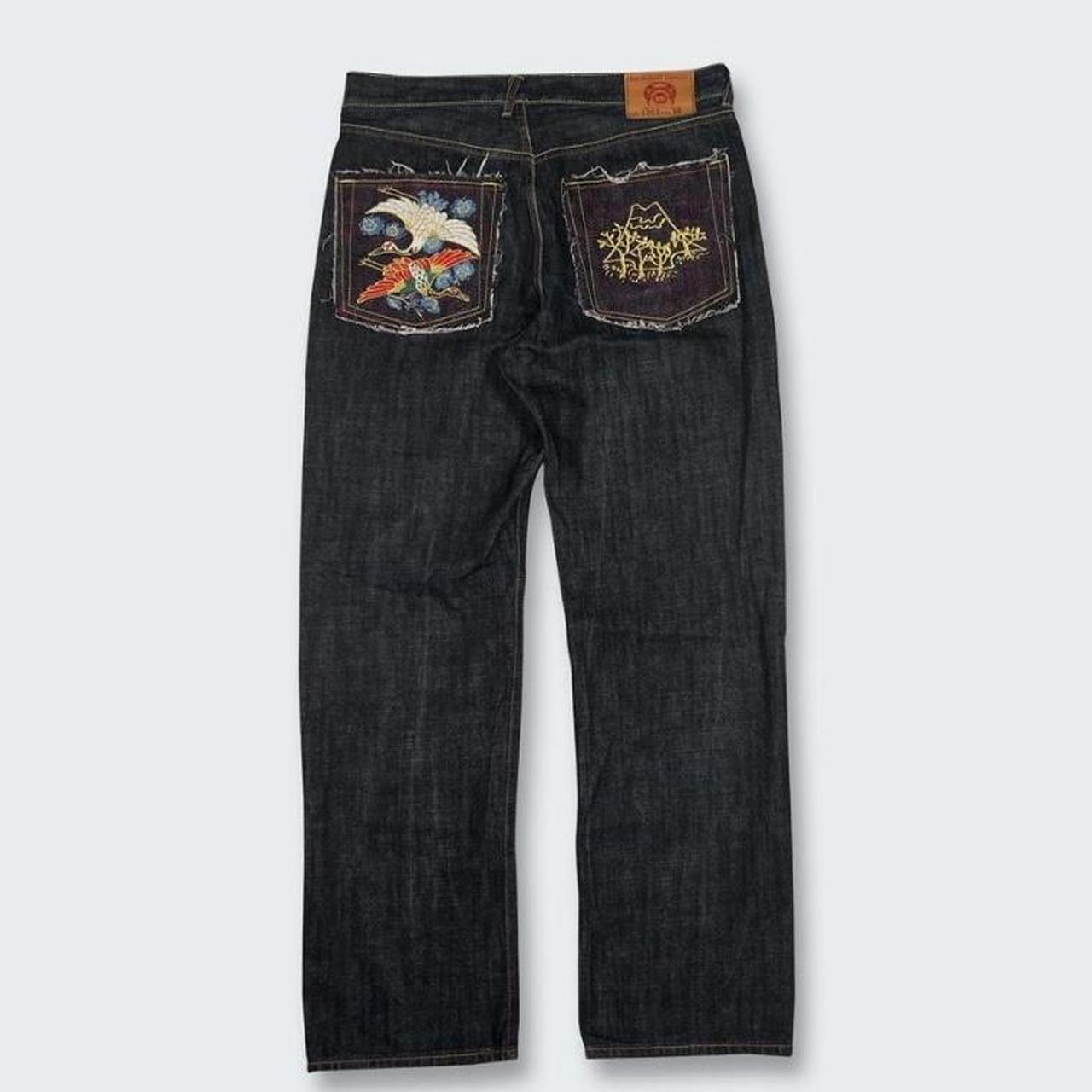 vintage rmc japanese selvedge denim with embrioded... - Depop