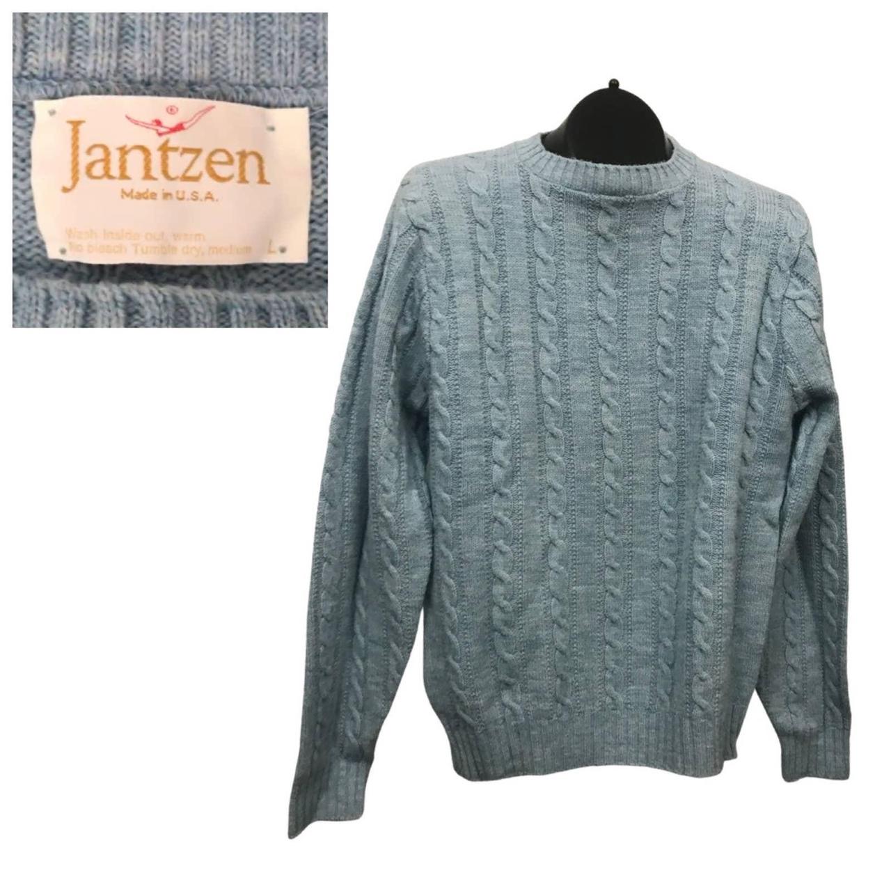 Vintage Sky Blue Jantzen Cable Knit Pullover Sweater... - Depop