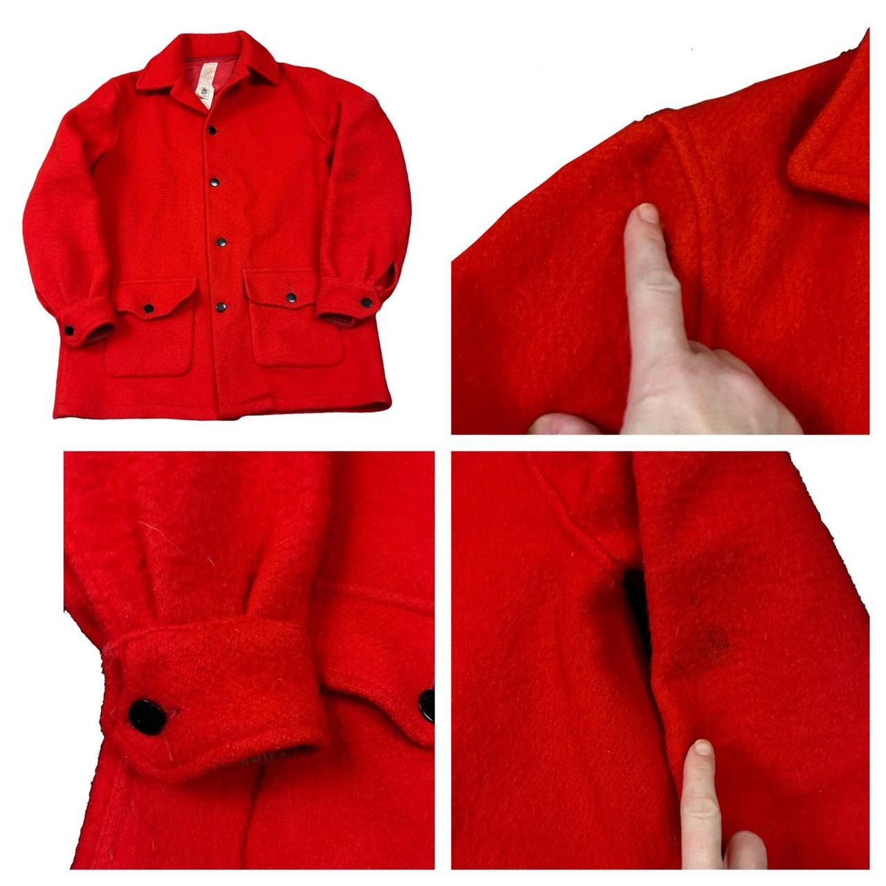 1960s Hudsons Bay Red Button Up Mackinaw Jacket Coat... - Depop