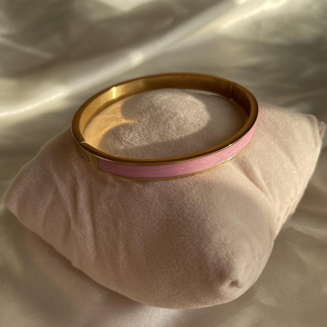NEW Gold Pink Bangle Bracelet New / Comes in mesh... - Depop