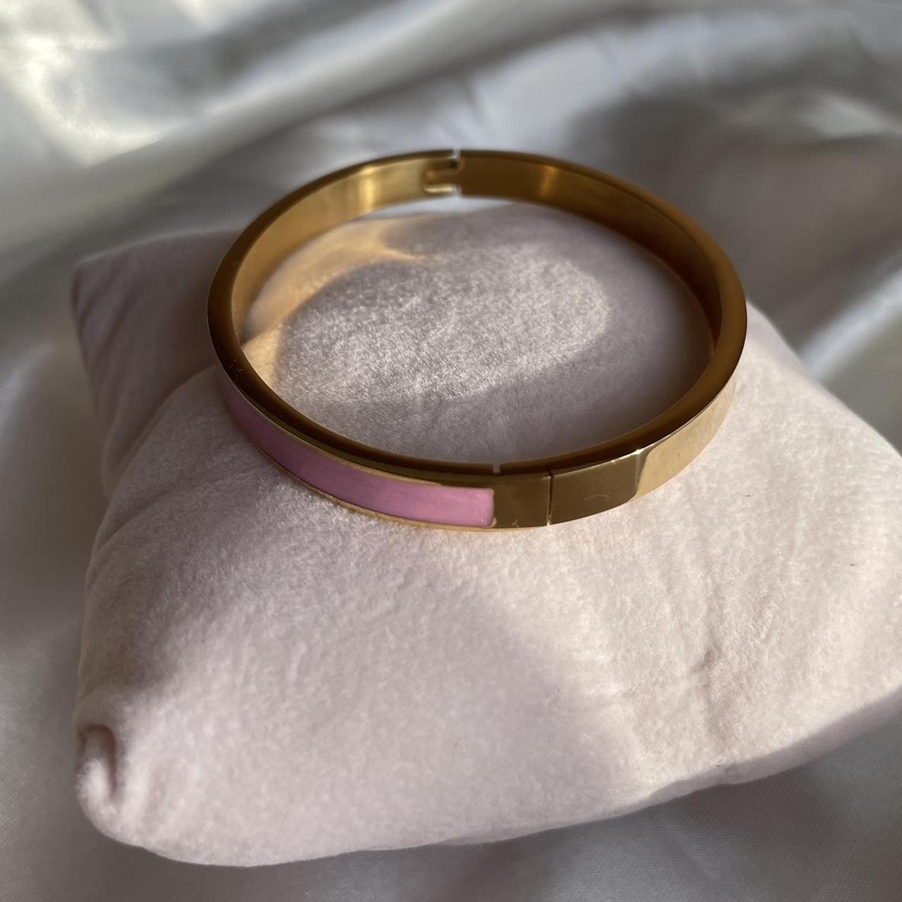 NEW Gold Pink Bangle Bracelet New / Comes in mesh... - Depop