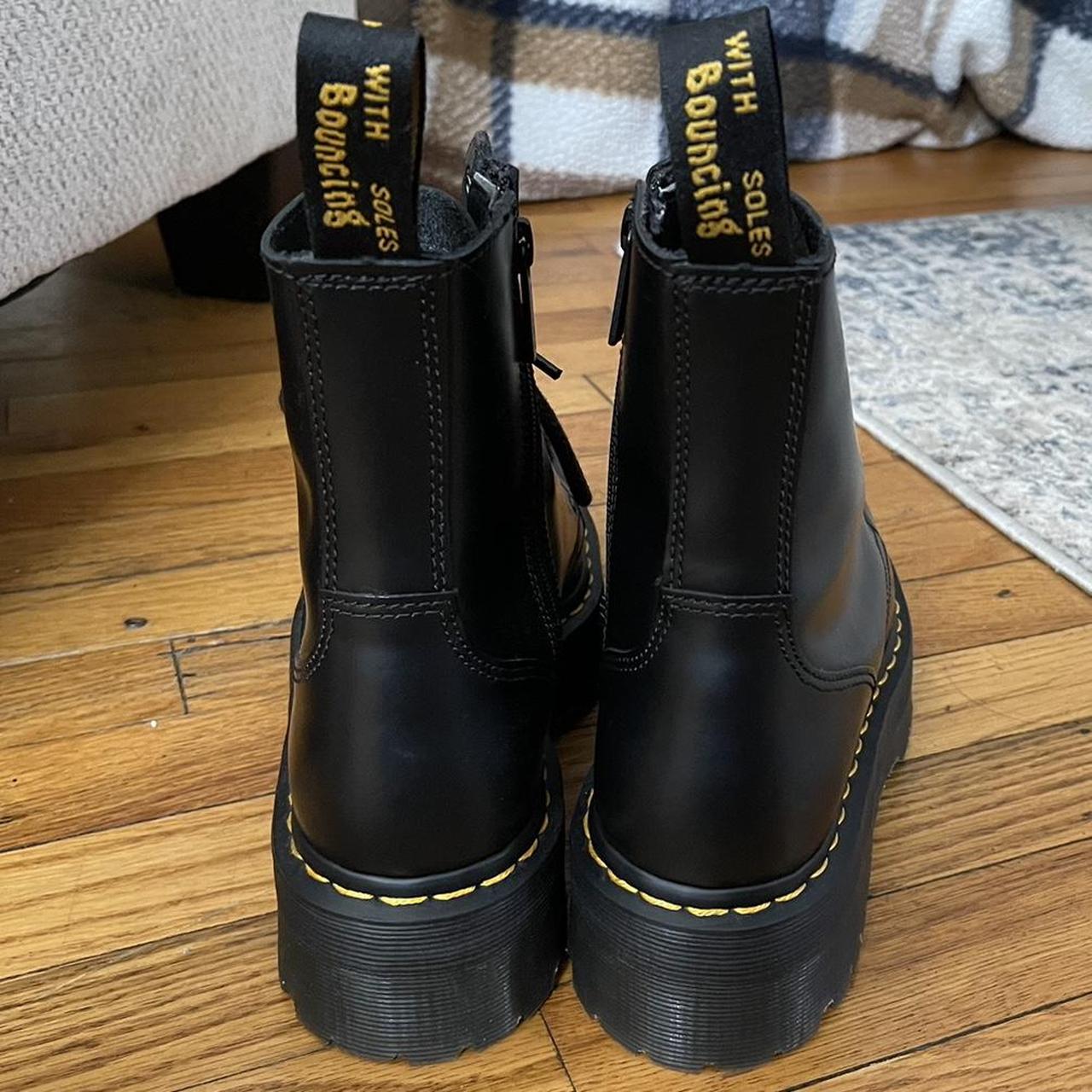 black smooth leather jadon platform dr martens... - Depop