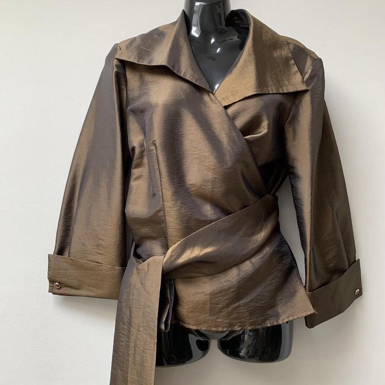 Artigiano Bronze Wrap Around Blouse Labelled size... - Depop