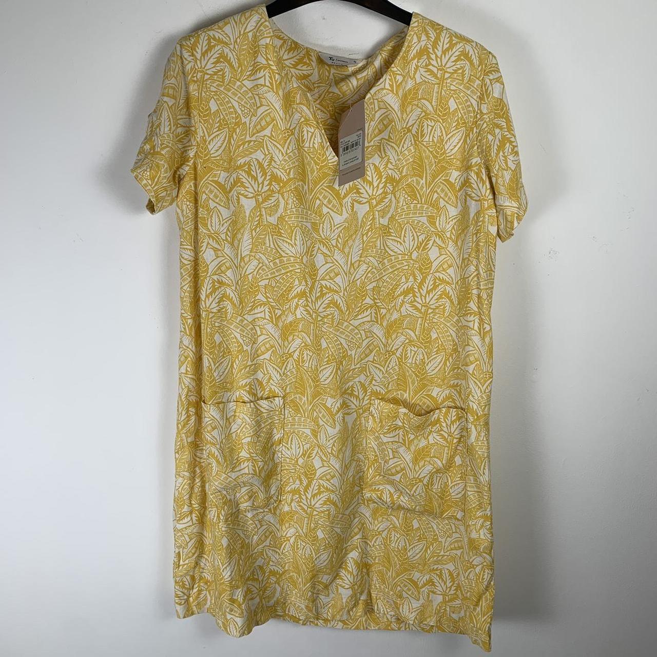 TU yellow tropical linen blend dress Size 10 petite ... - Depop