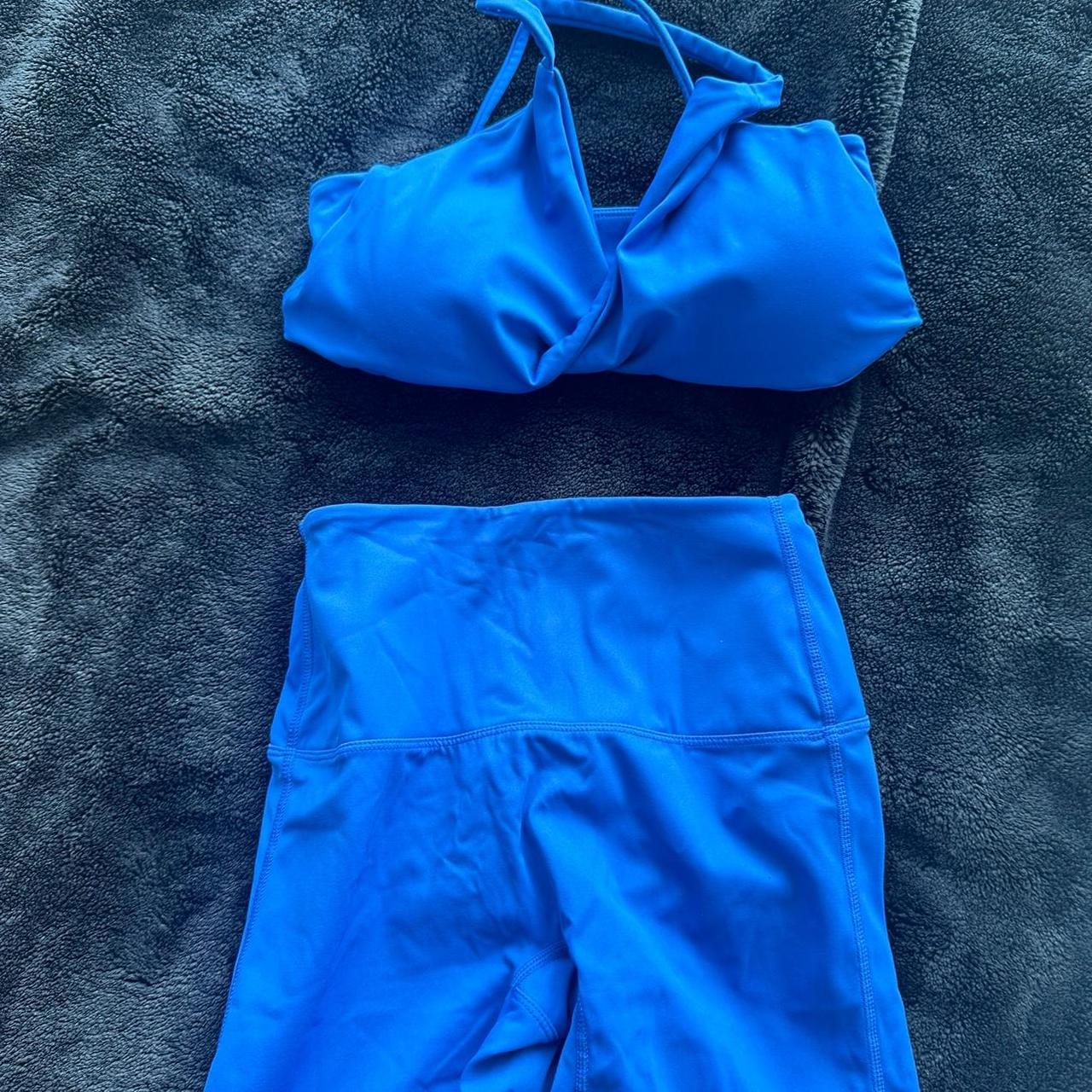 Blue workout set size small only worn once | Depop