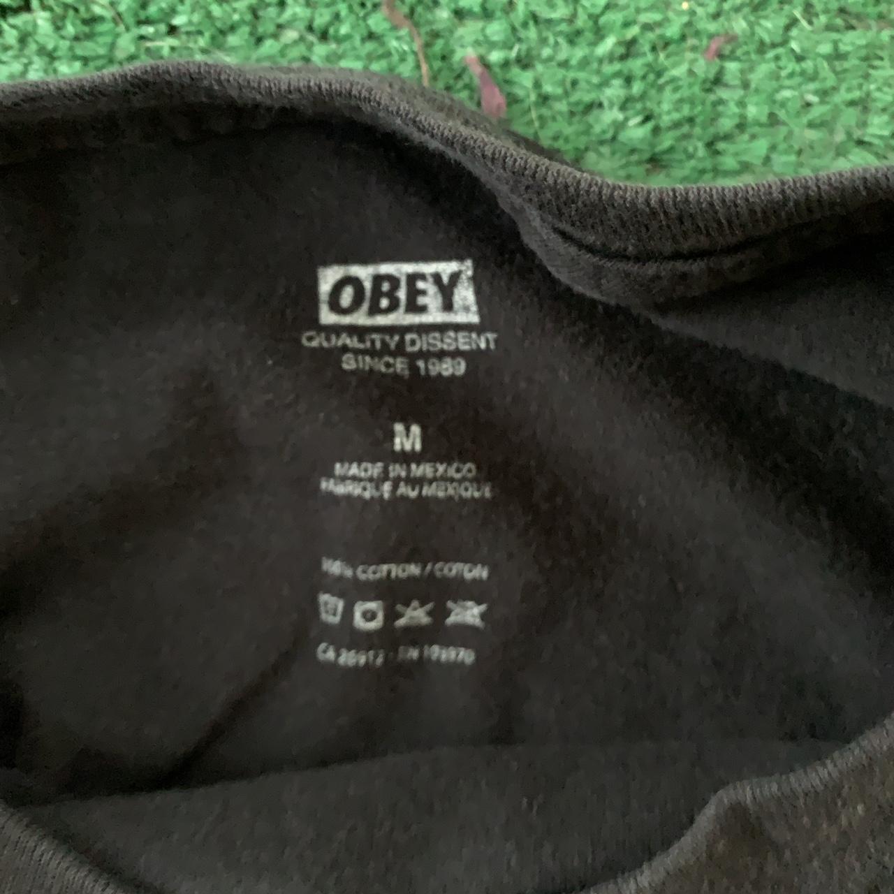 Black Obey shirt in perfect condition no flaws... - Depop
