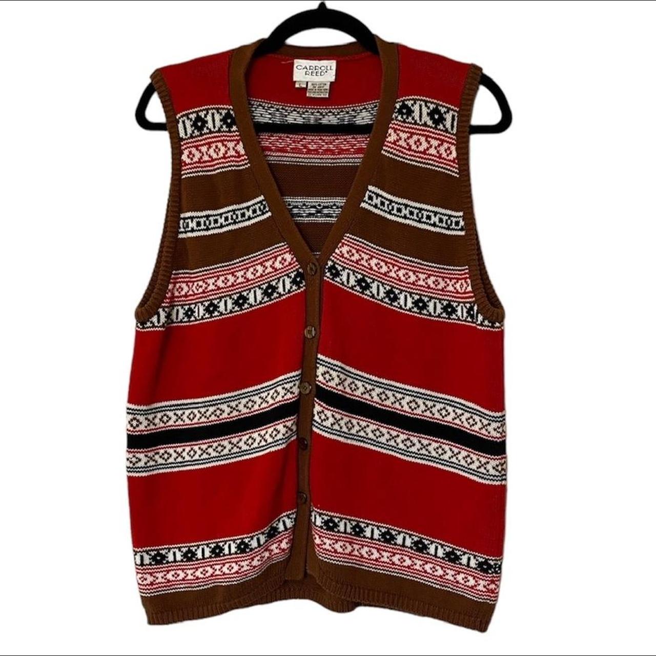 Patterned Button-Down Sweater Vest - Depop