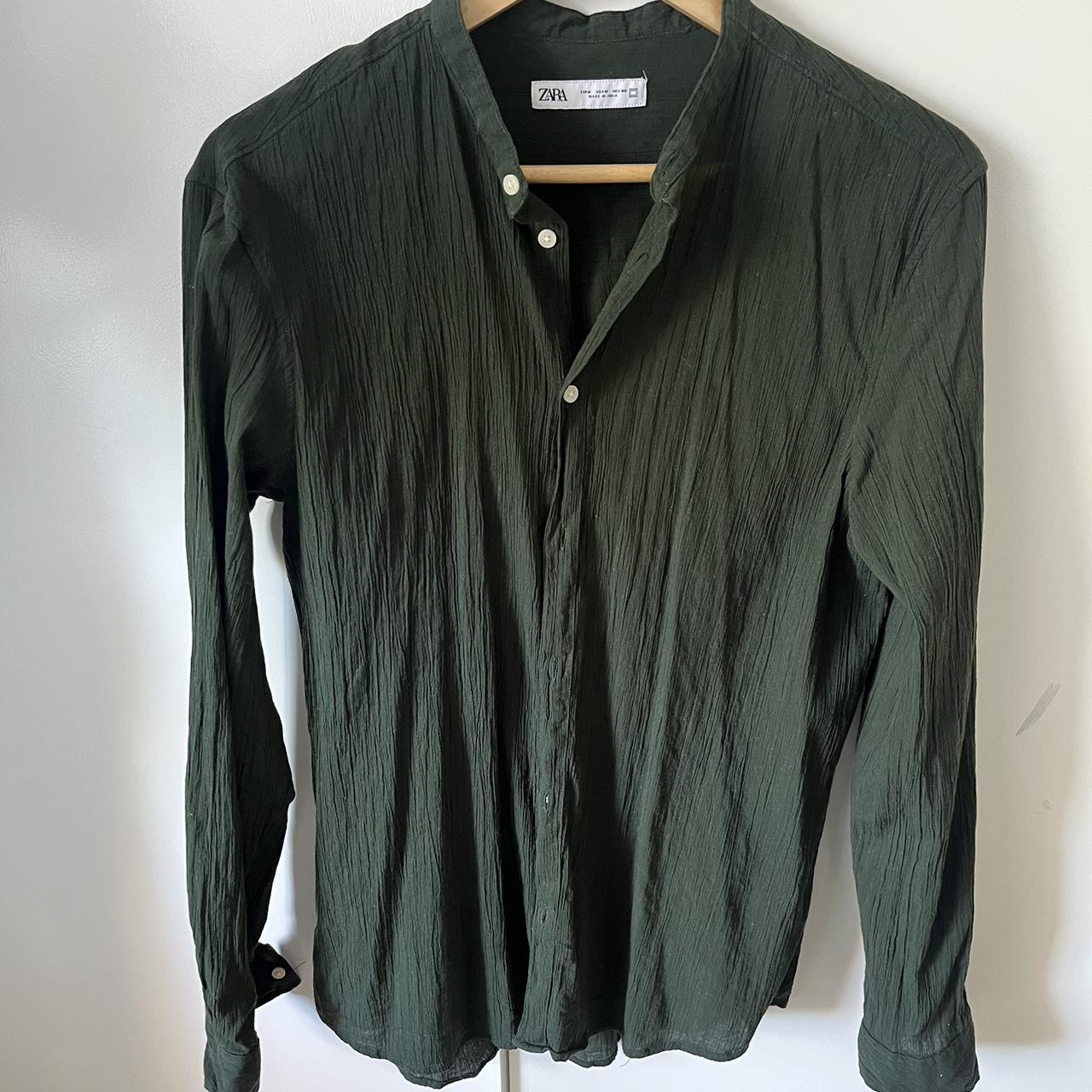 Zara mens collarless button up shirt Perfect... - Depop