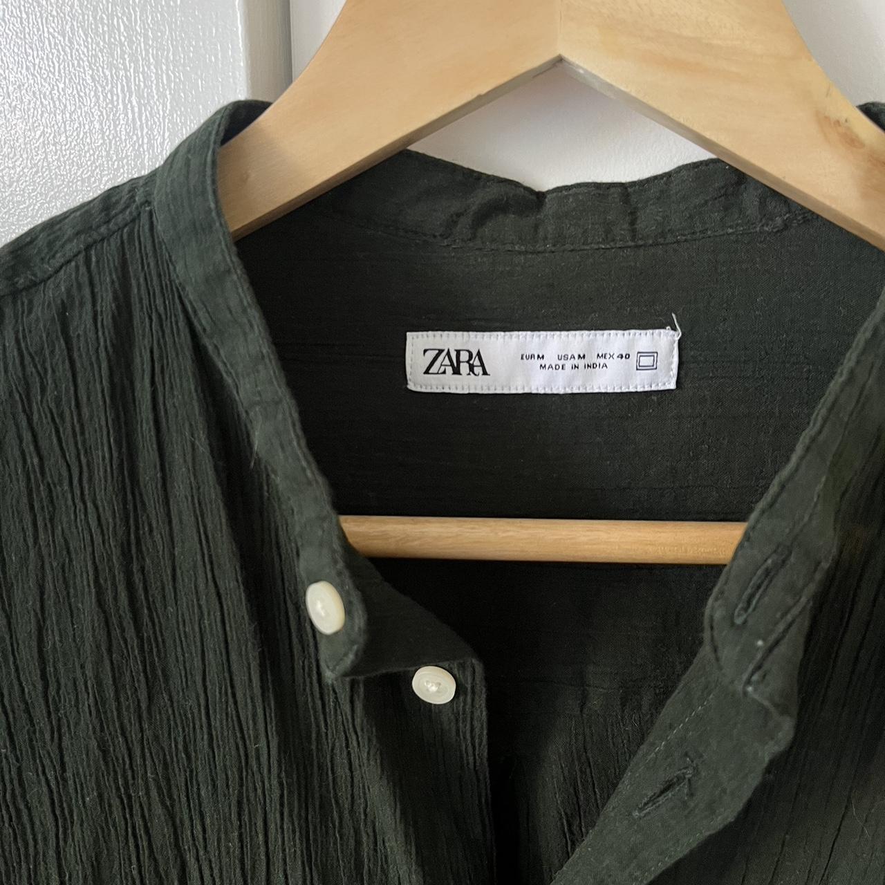 Zara mens collarless button up shirt Perfect... - Depop