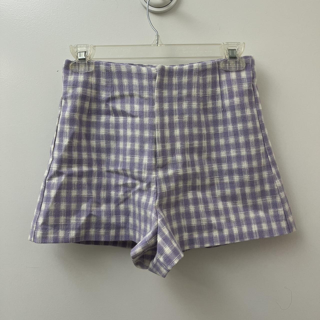 Zara Purple and white gingham shorts * Please... | Depop