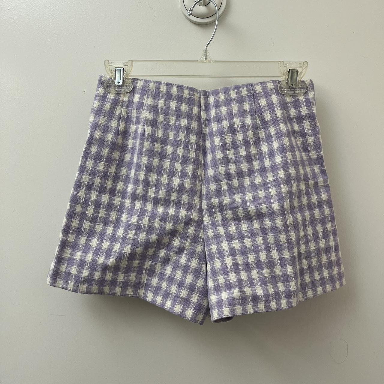 Zara Purple and white gingham shorts * Please... | Depop