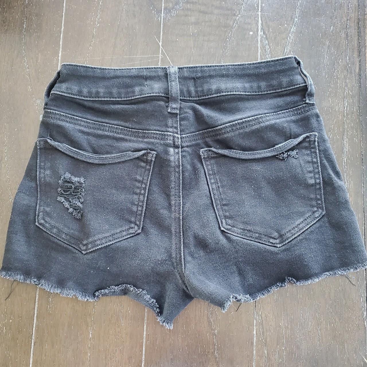 Black ripped shorts, soft denim #shorts #black... - Depop