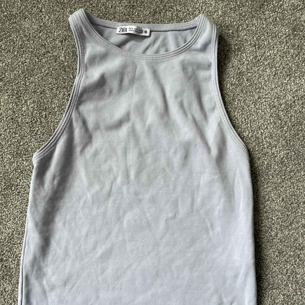 Super comfy light blue/lavender Zara high neck vest... - Depop