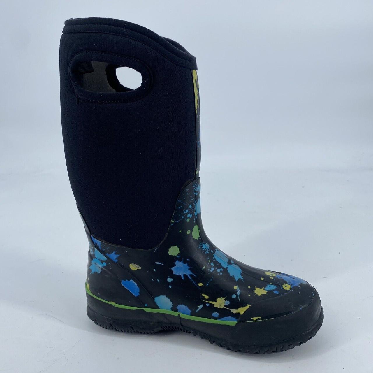 Bogs boots boys 2 black paint splat winter work... - Depop