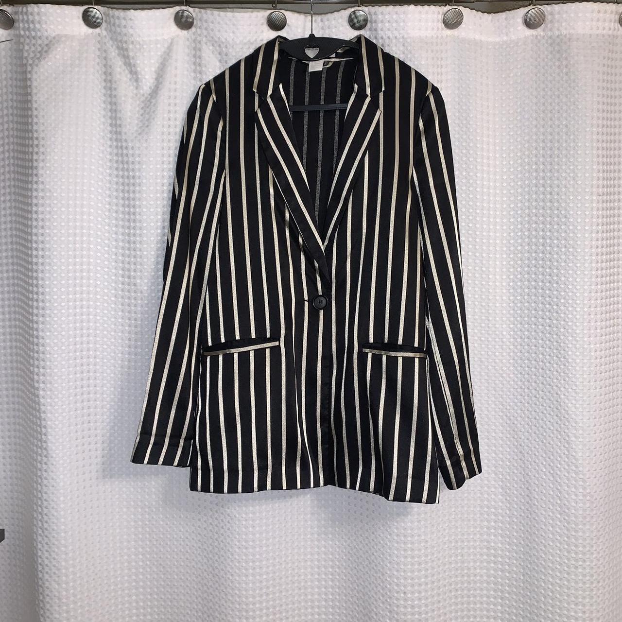 H&M striped blazer. Gold & black stripe. Size 2.... - Depop