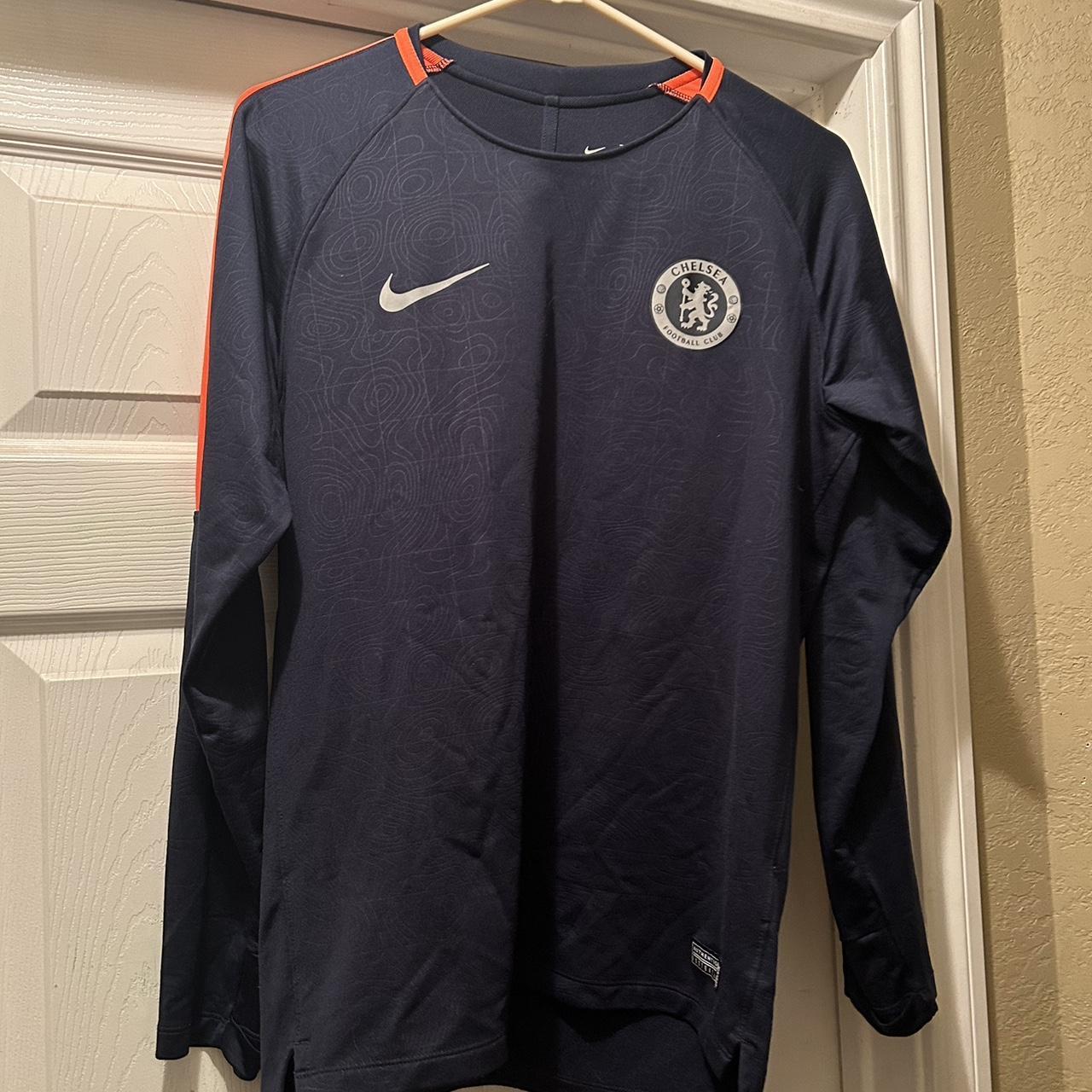 Medium Dark Navy and orange Chelsea FC long sleeve - Depop