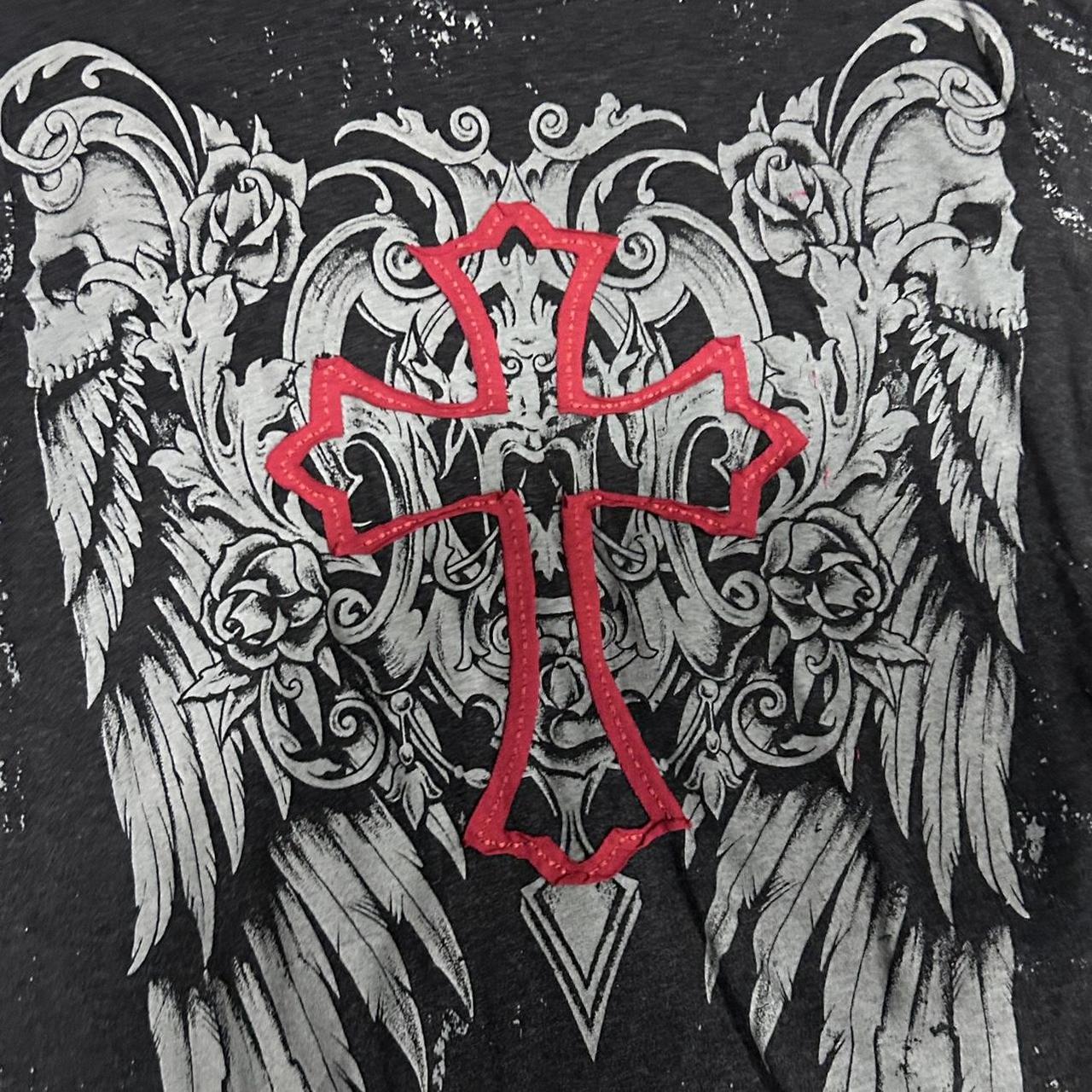 INSANE Affliction Cross Skull Shirt/Third Rail... - Depop