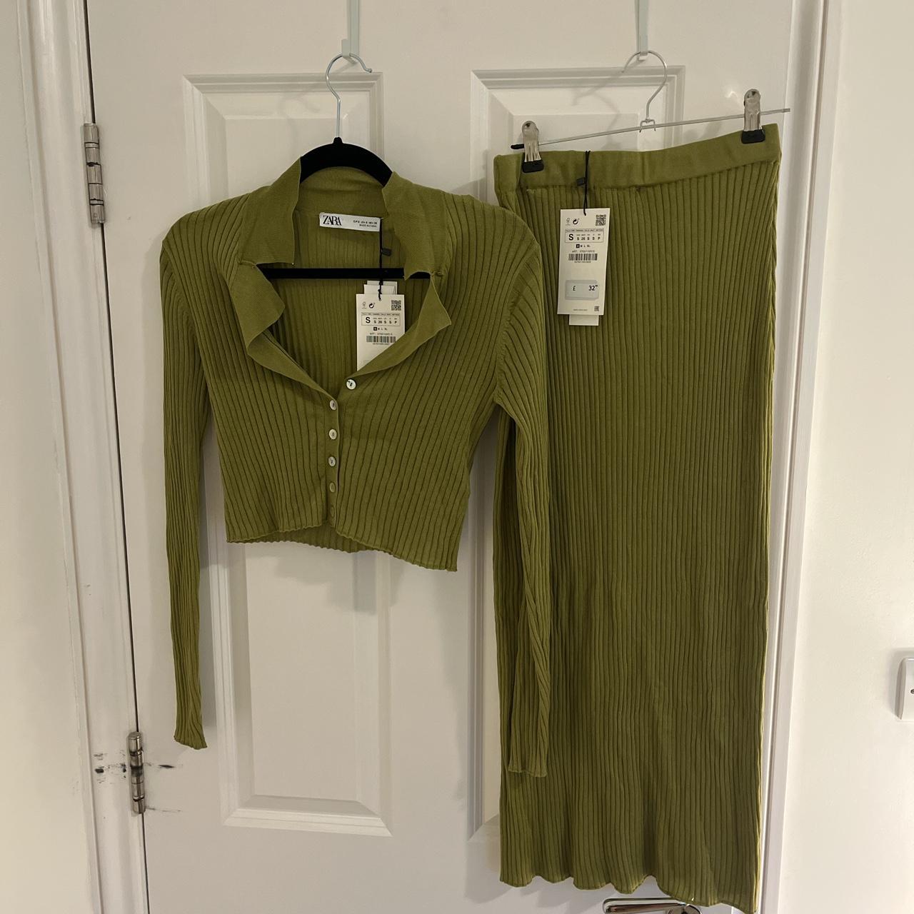 Zara Two-Piece Set Skirt and top Green Top:... - Depop