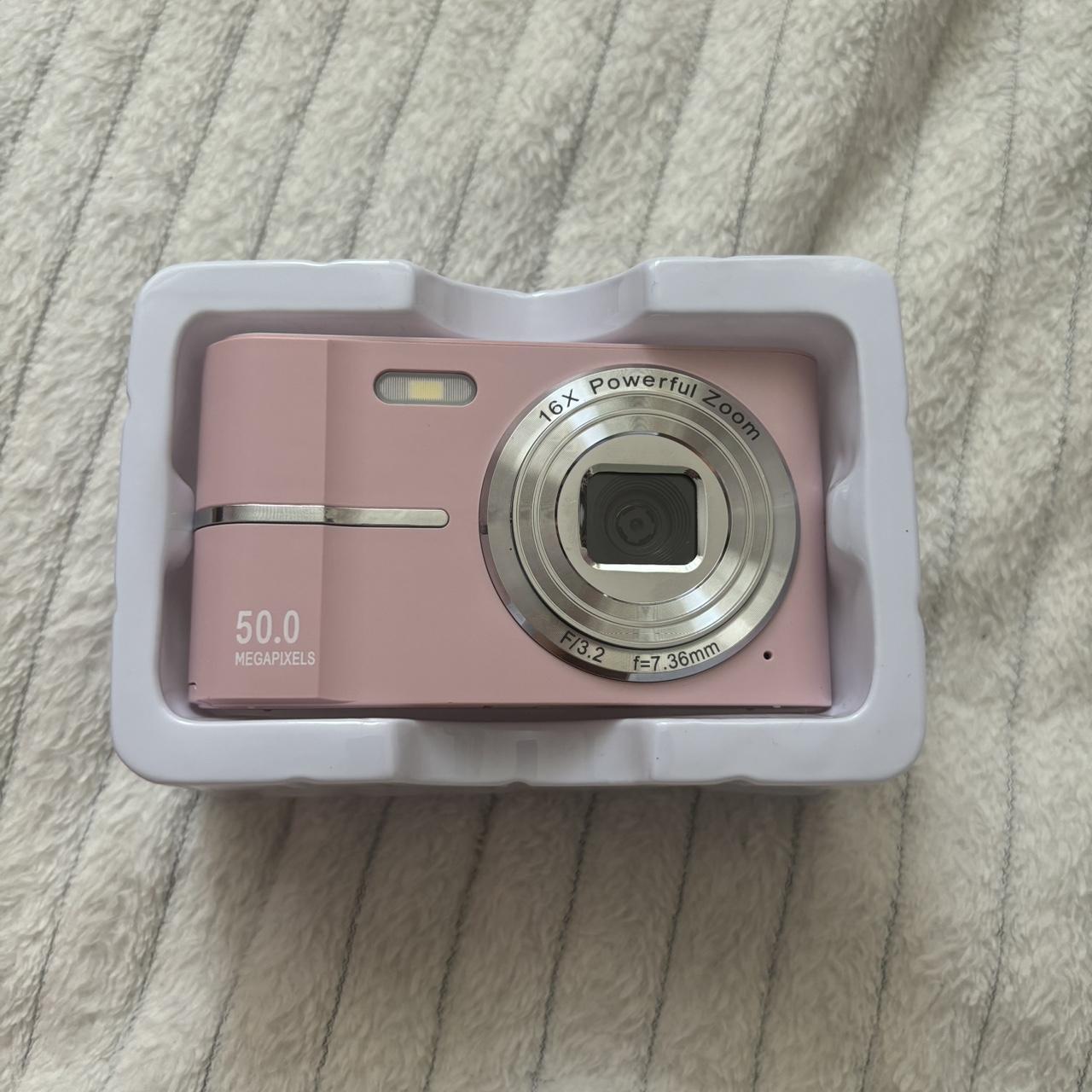 pink digital camera includes box and items included - Depop