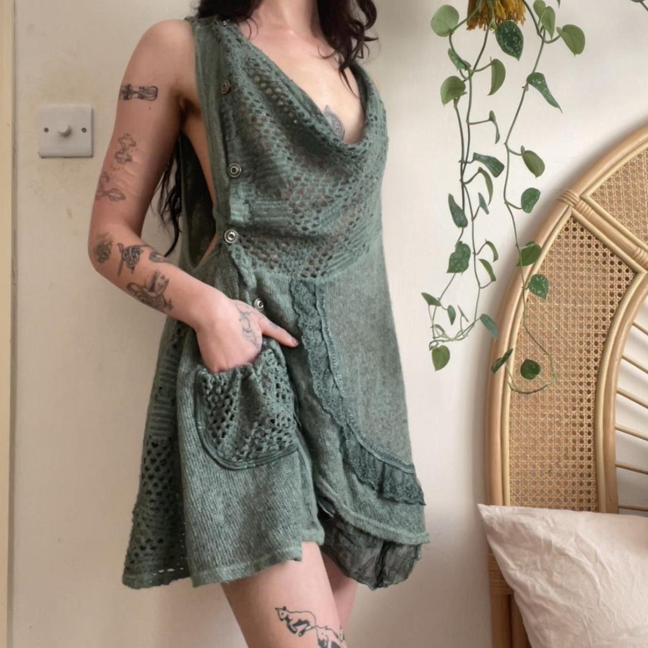 Amazing unique deep turquoise / green crochet /... | Depop