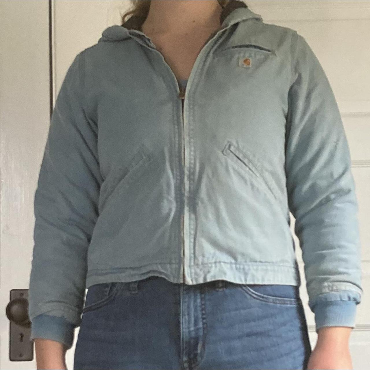 Blue Carhartt Jacket Tag Says Size Medium 10-12 Fits... - Depop