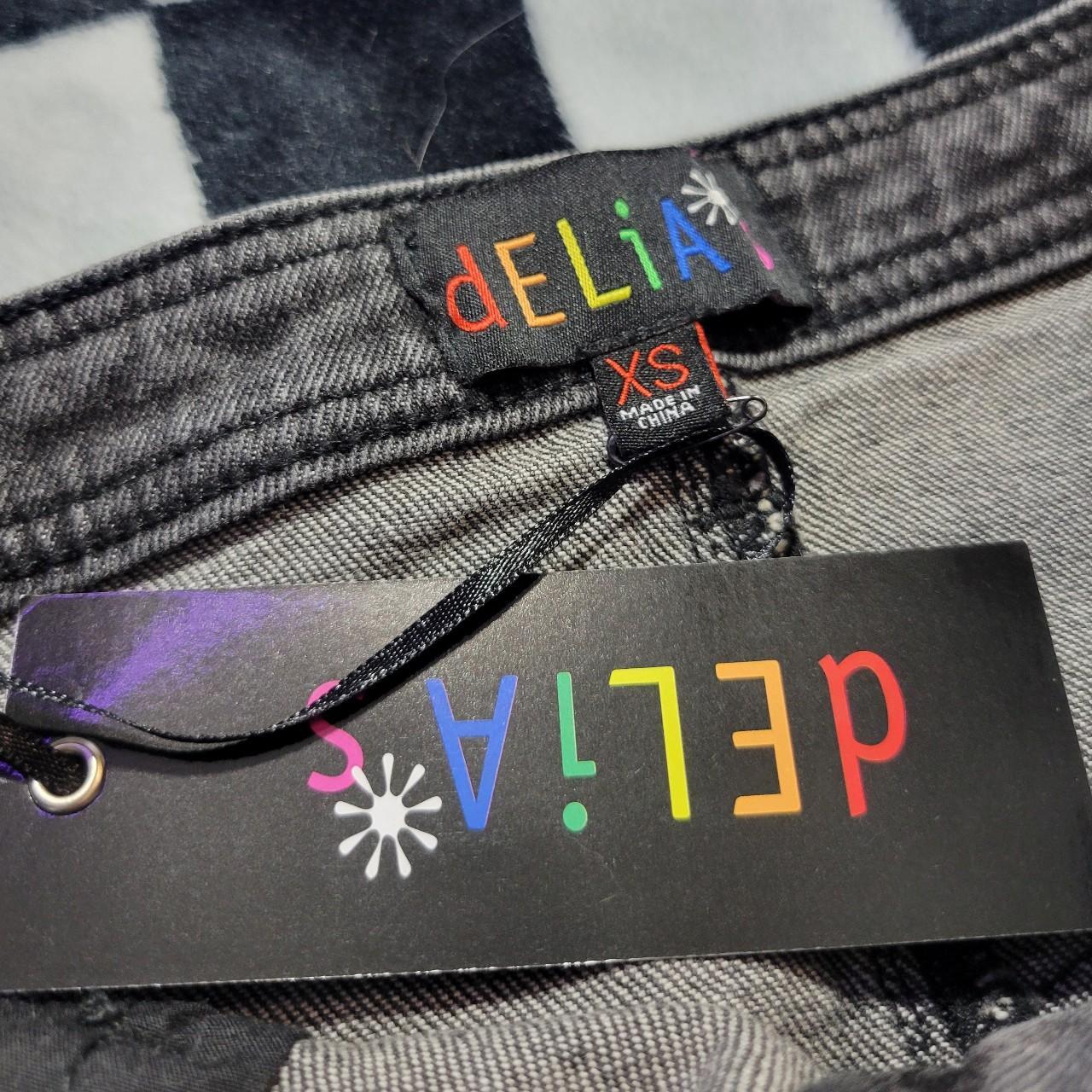 Delia's punk/kidcore plaid Jean skirt, never been... - Depop