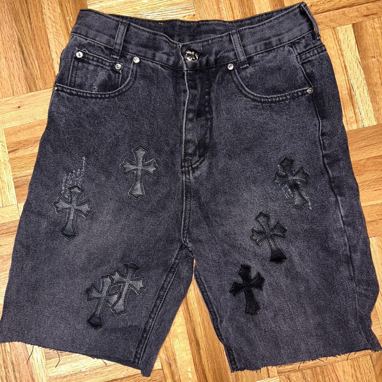 CUSTOM CHROME HEARTS JORTS MADE FROM ORIGINAL JEANS | Depop