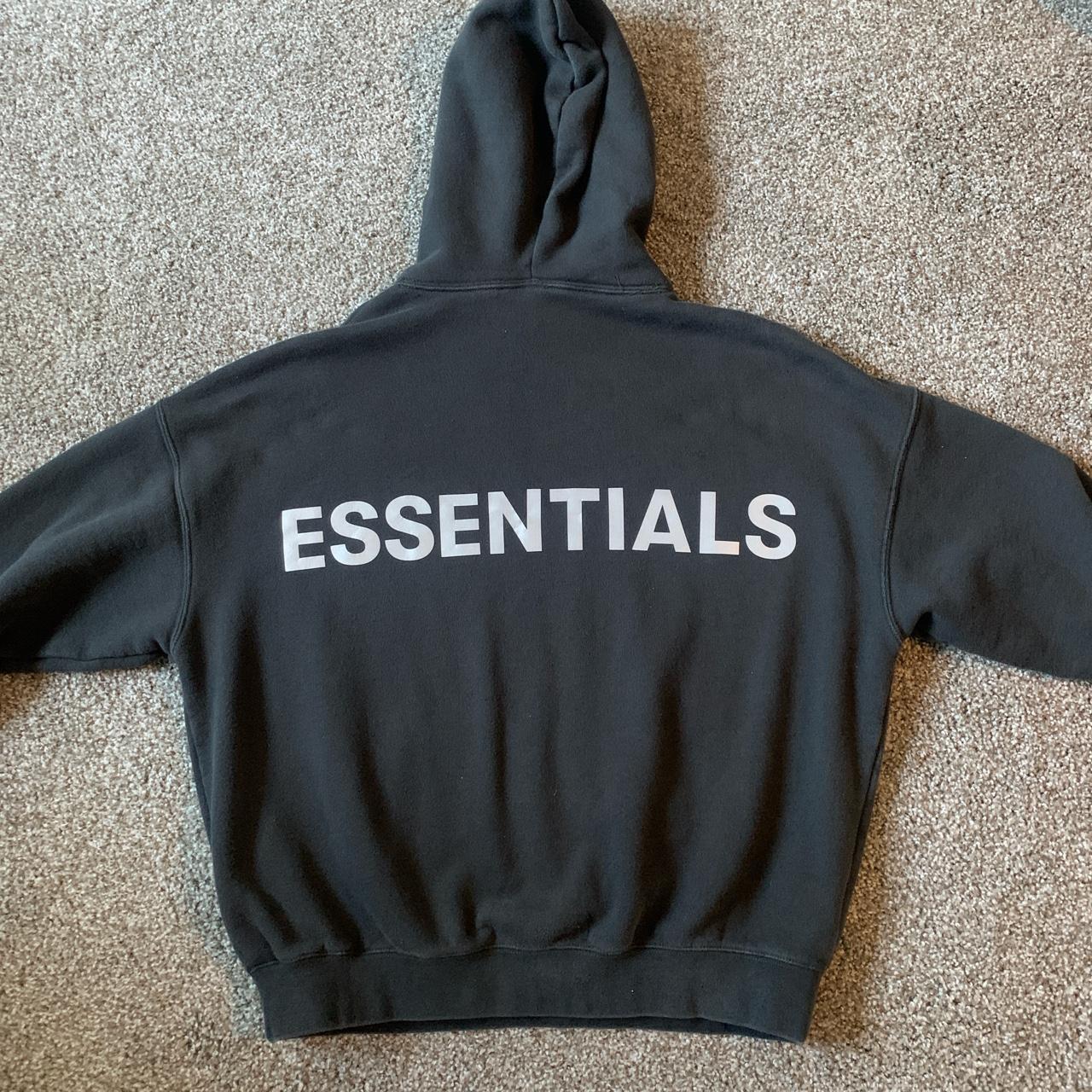 Essentials Men's Black and White Hoodie | Depop