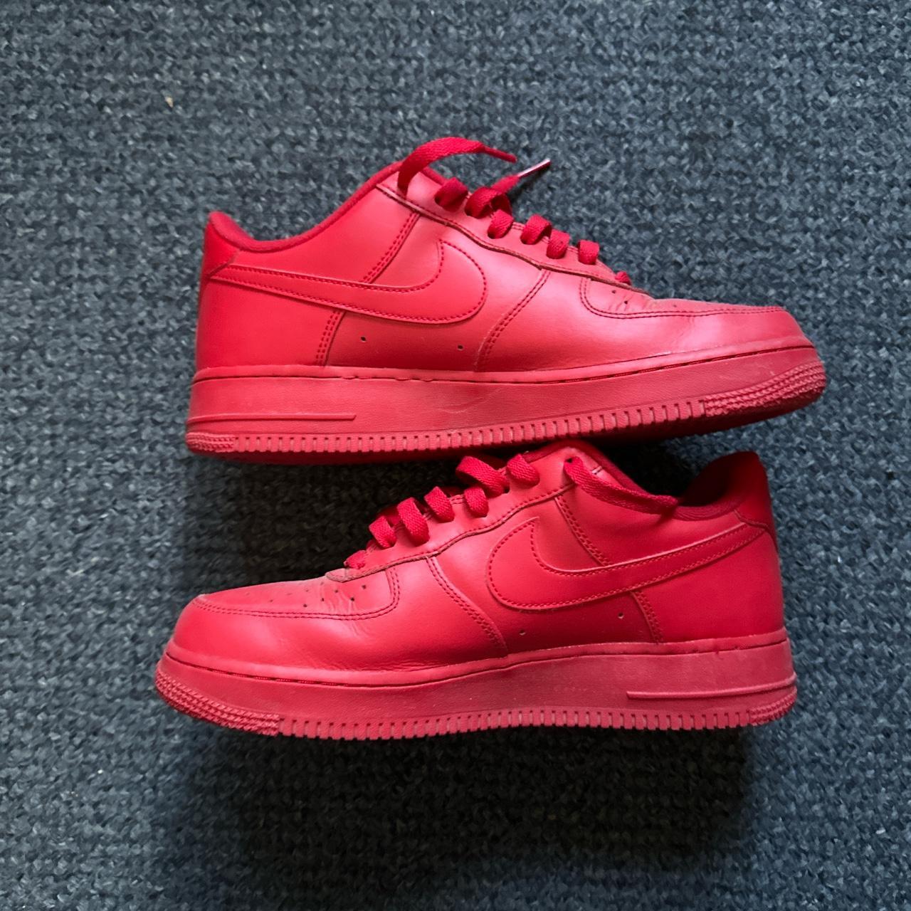 nike air force 1 low ‘07 LV8 1 Triple Red worn once... - Depop