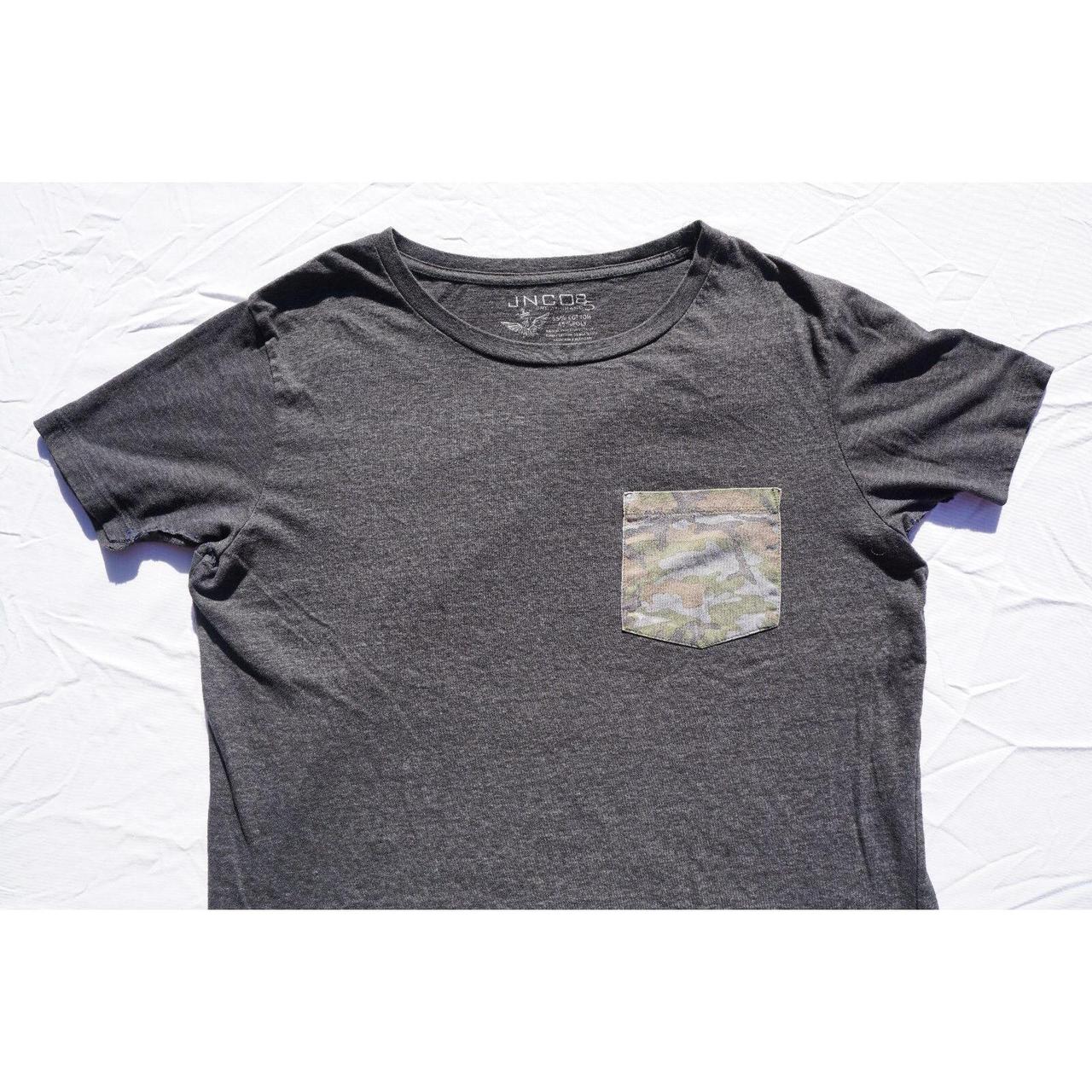 JNCO Short Sleeve Cotton Blend Tee Shirt with Camo... - Depop
