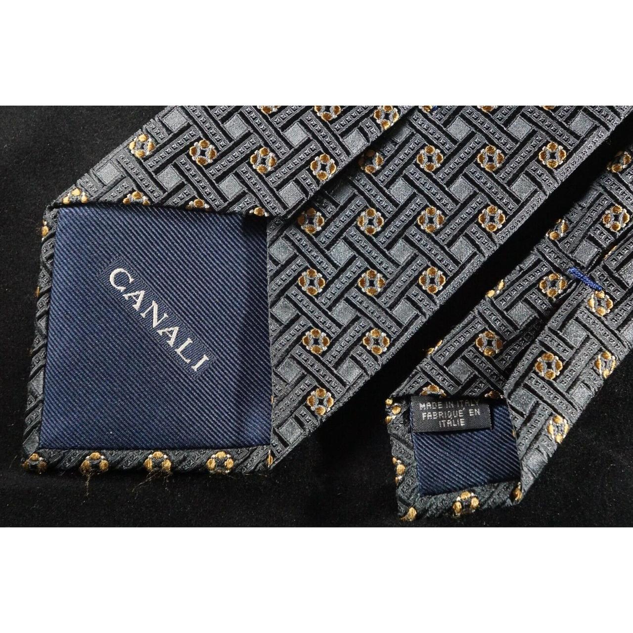Canali Italy 100% Silk Luxury Neck Tie. Black/Gray... - Depop