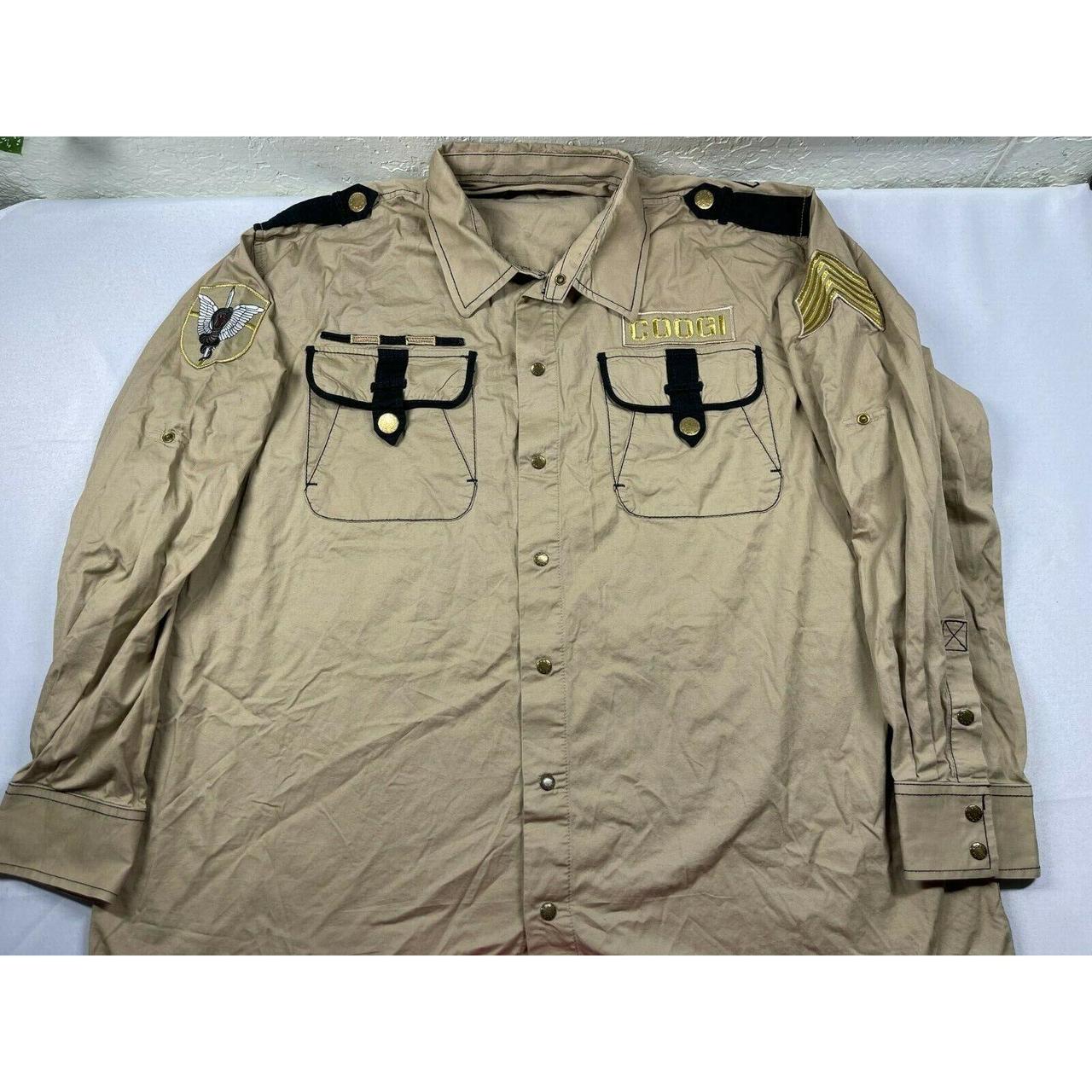 Coogi Shirt 3X XXXL Long Sleeve Button Up Military... - Depop