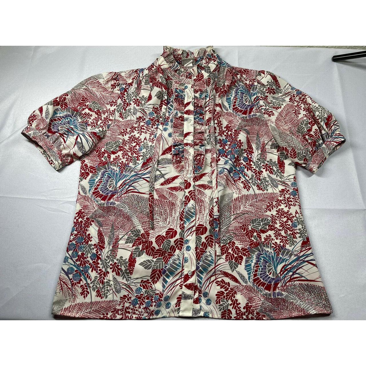 Vintage Pykettes Size 16 Floral Blouse Button Up... - Depop