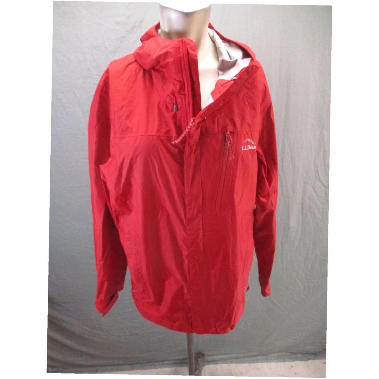 Authentic Red Full Zip Stand Collar Rain Jacket with... - Depop