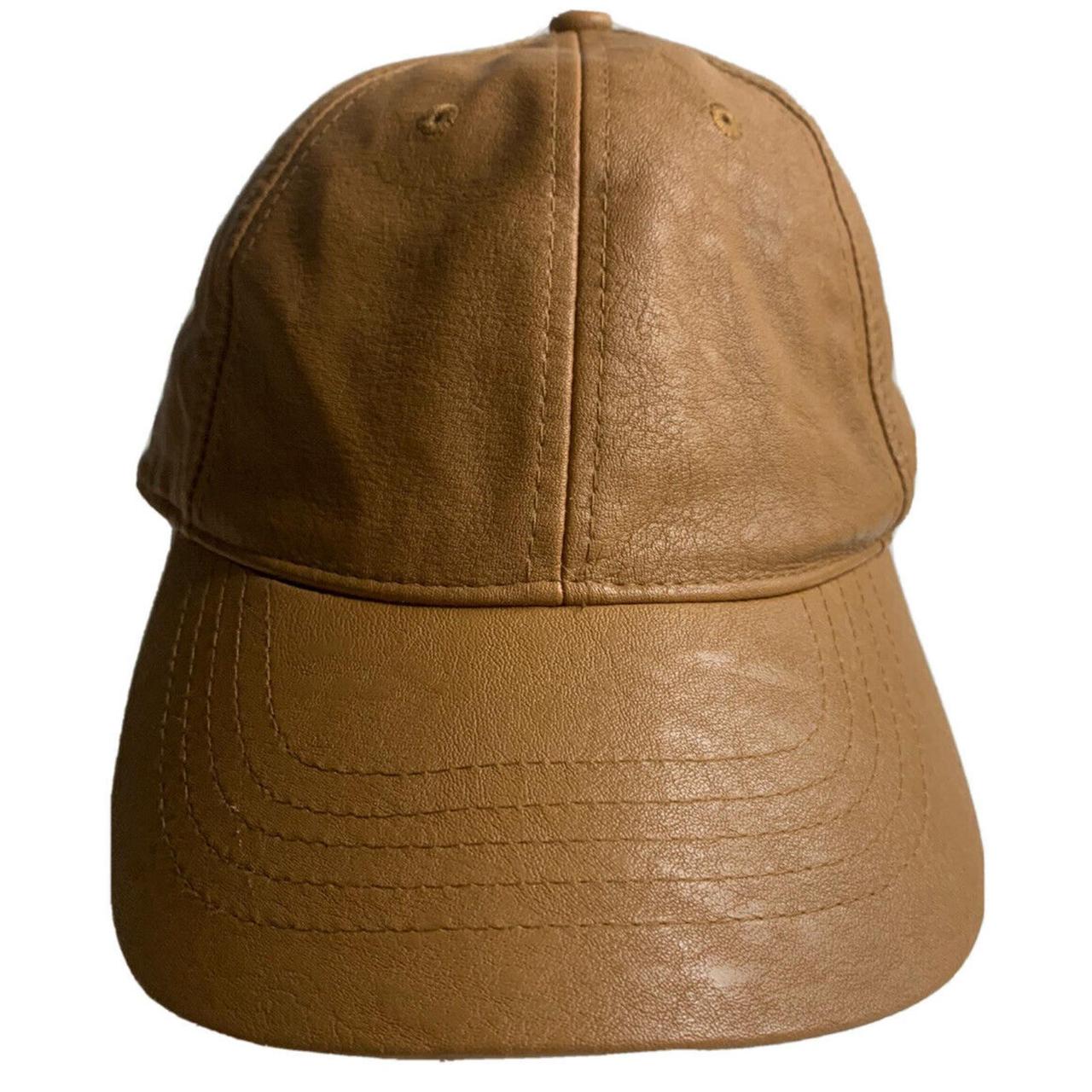 Faux Leather Tan Baseball Hat Cap One Size... - Depop