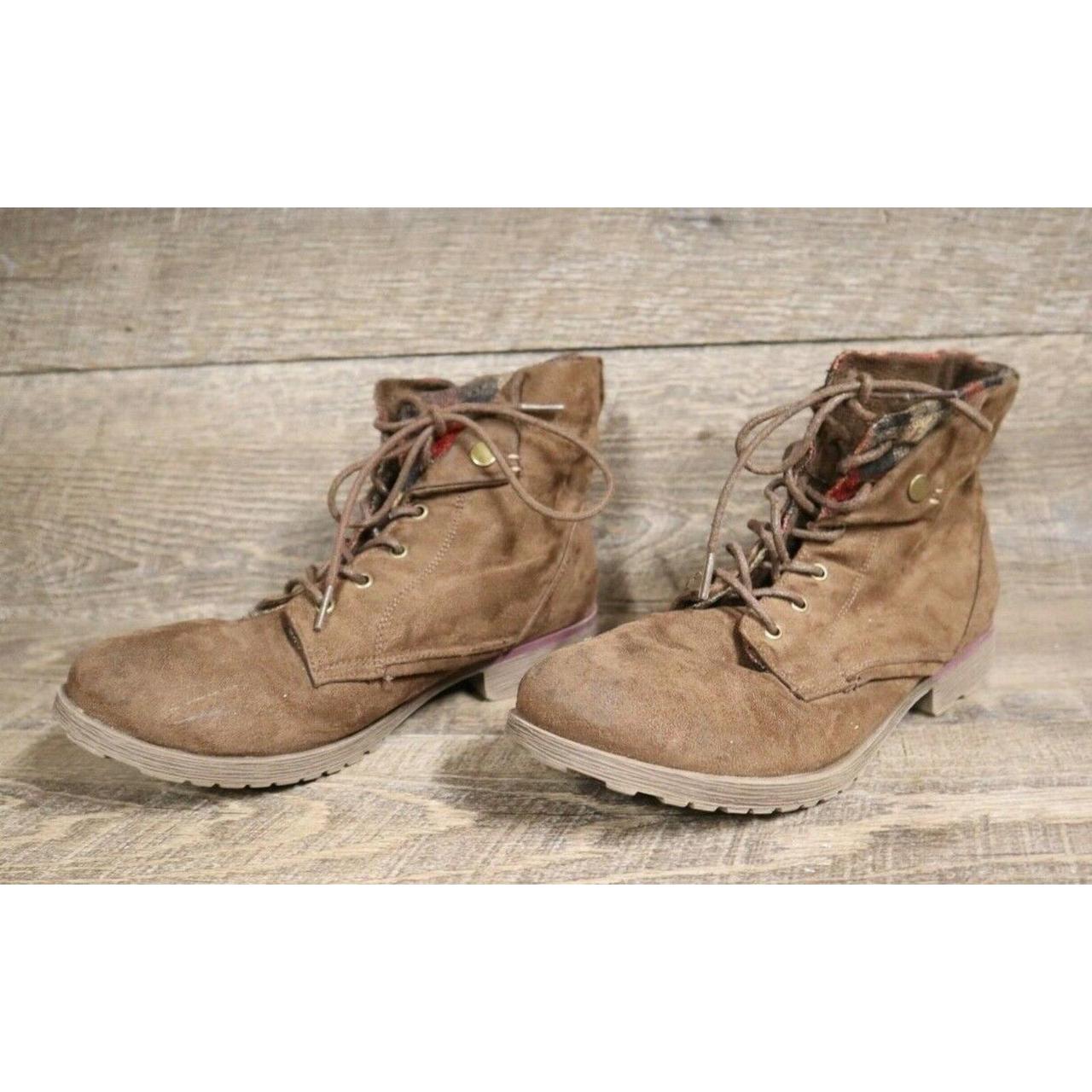 ROCK & CANDY By ZiGi Brown Combat Boots Lace Fold... - Depop