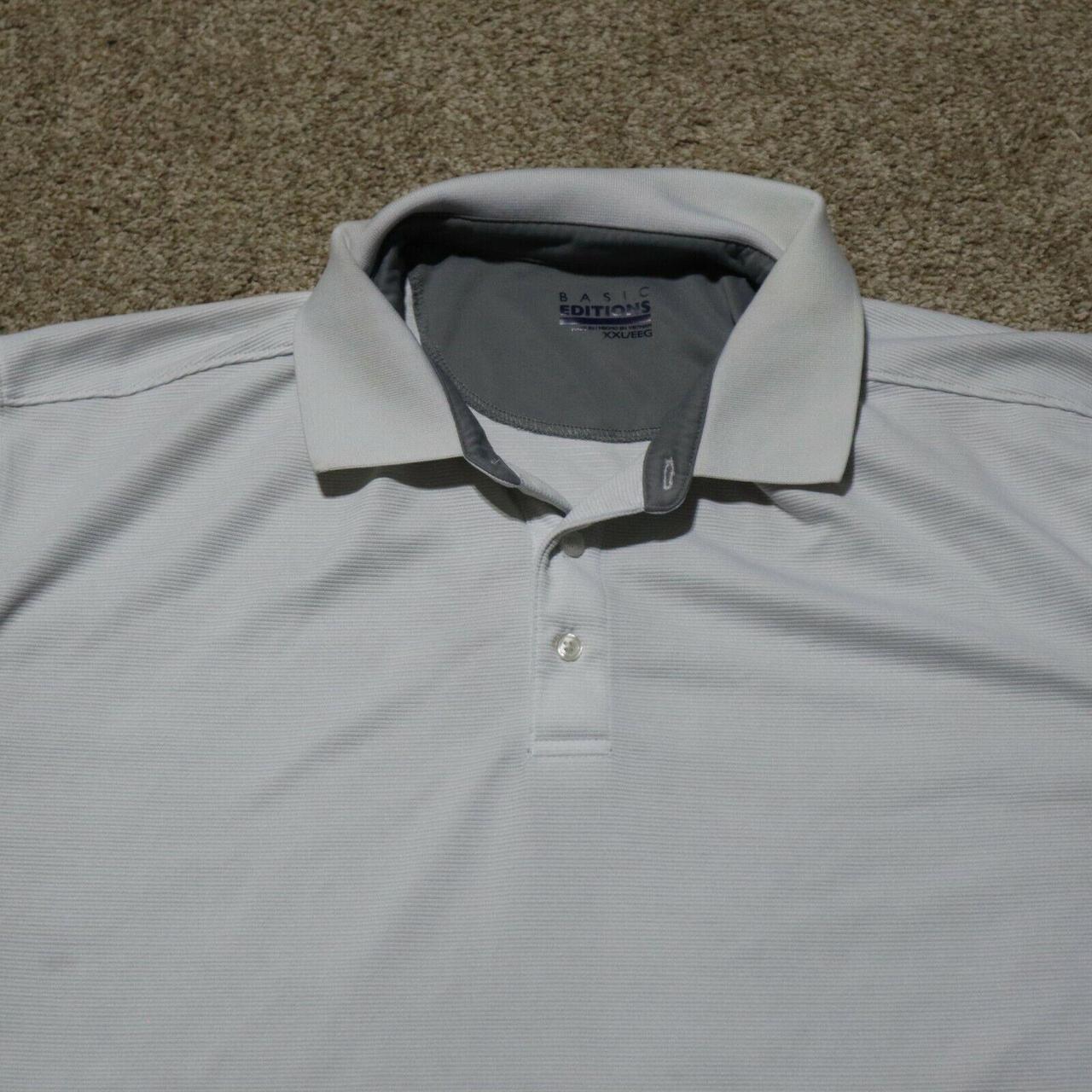 Basic Editions Solid White Short Sleeved Polo Shirt... - Depop