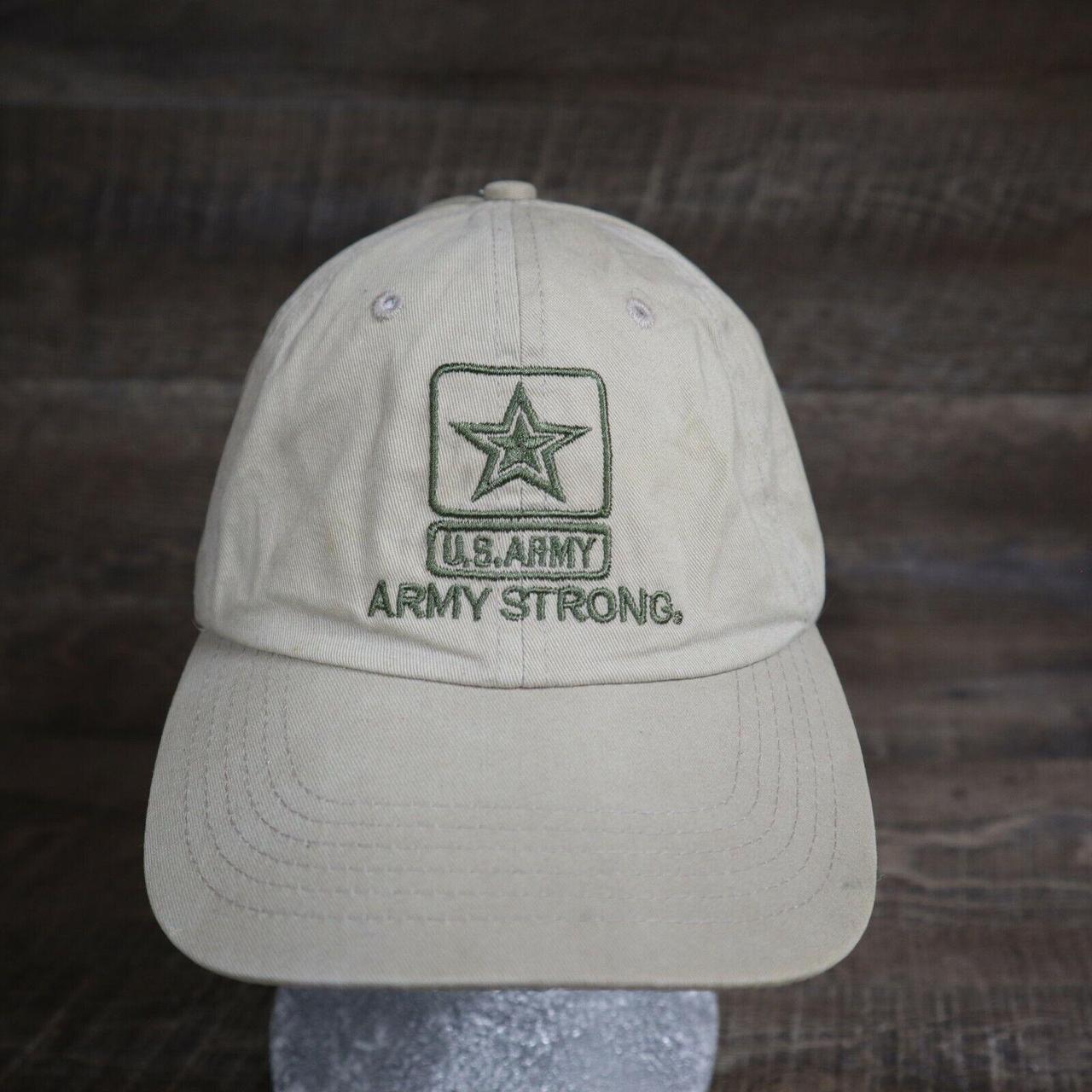 US Army Logo Embroidered Hat Cap Strapback Tan... - Depop