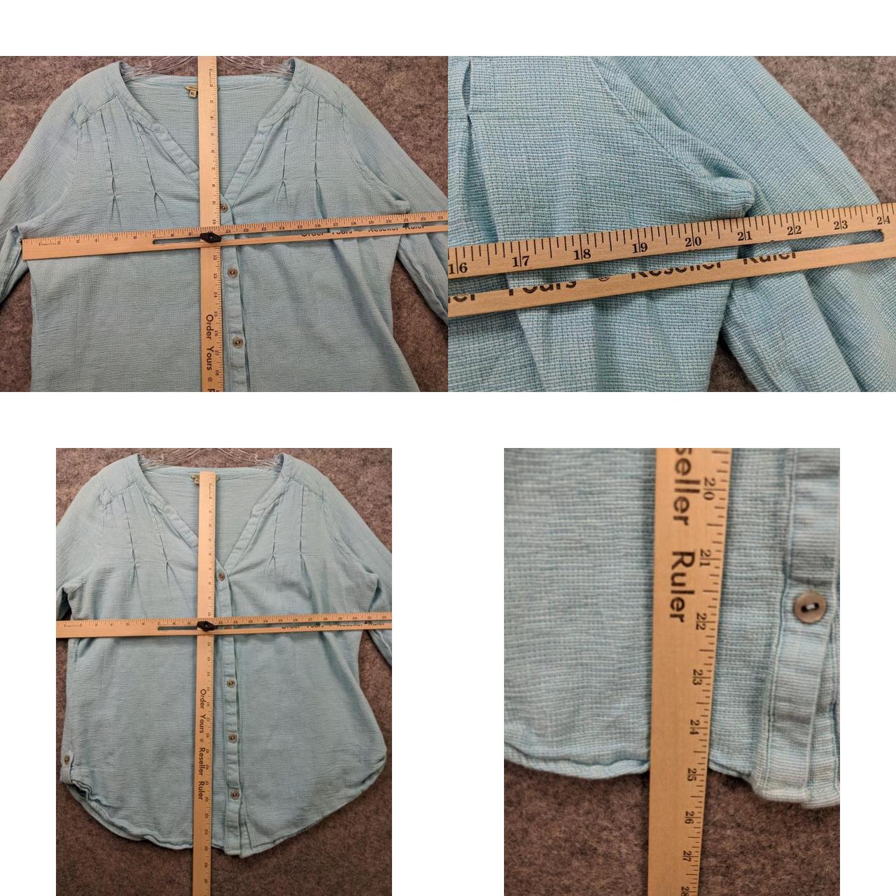 Royal Robbins Top Womens XL Blue Button Up 3/4... - Depop