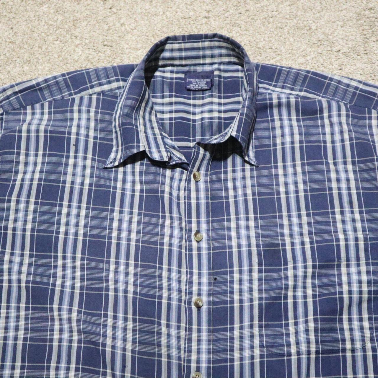 Puritan Blue Plaid Button Up Dress Shirt Long Sleeve... - Depop