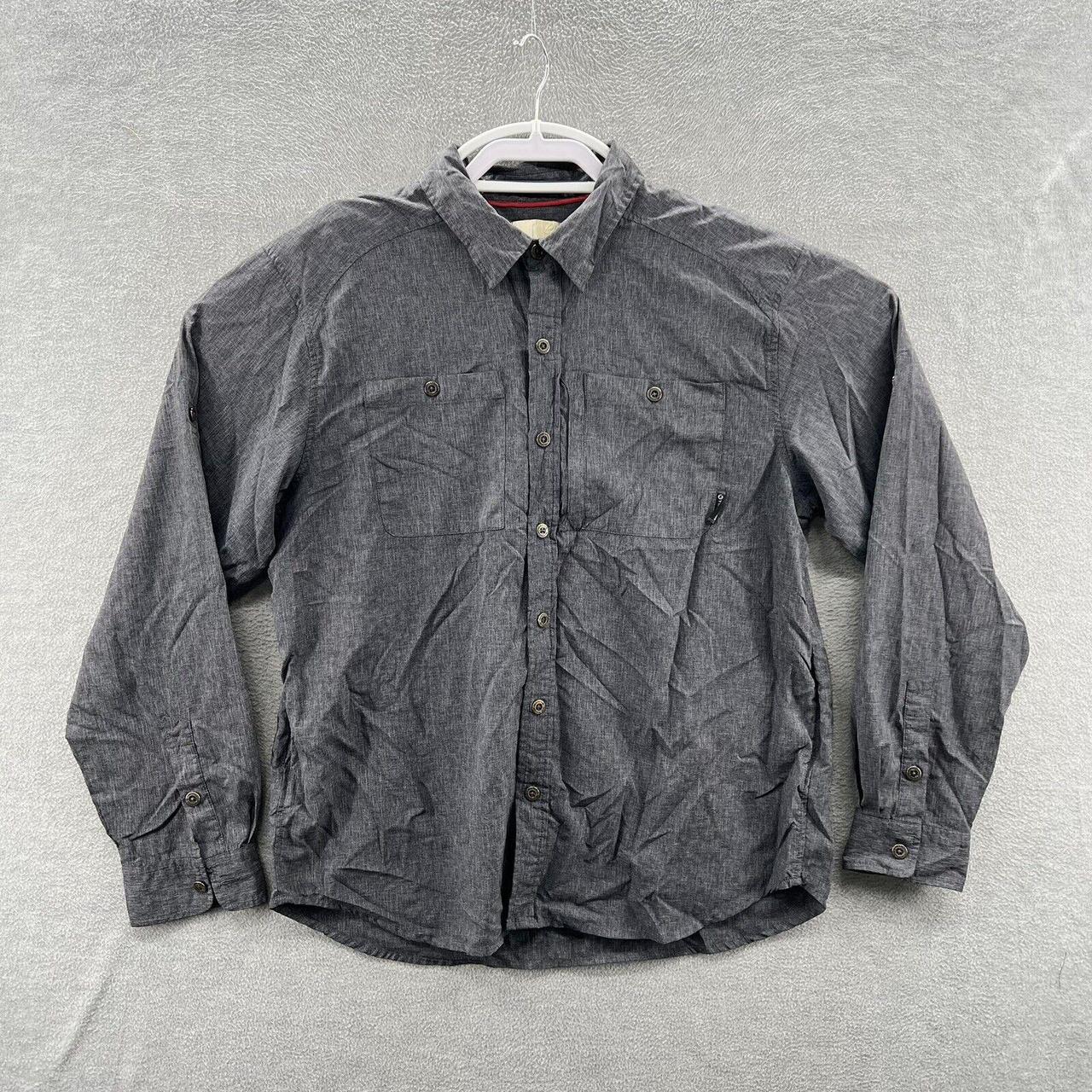 merrell Mens Gray Outdoor Stretch Button Up shirt... - Depop