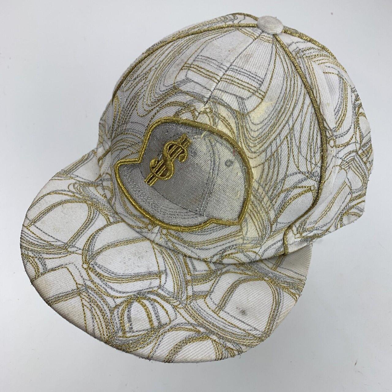 Money Dollar Sign White Gold Ball Cap Hat Fitted XXL... - Depop