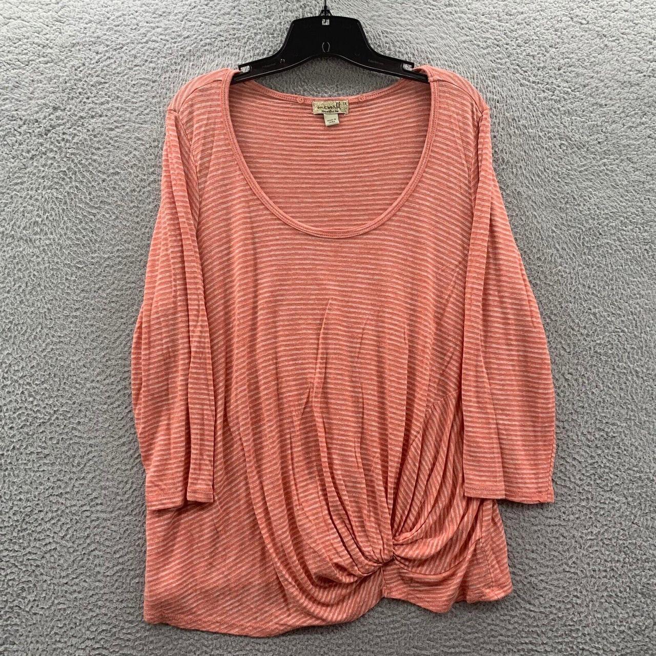 ONE WORLD Blouse Womens 1X Striped Top Long Sleeve... - Depop