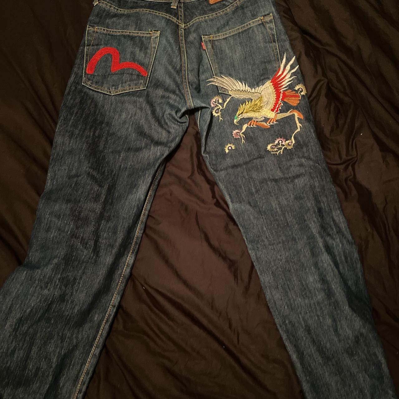 Authentic Evisu Embroidered Selvedge Denim... - Depop